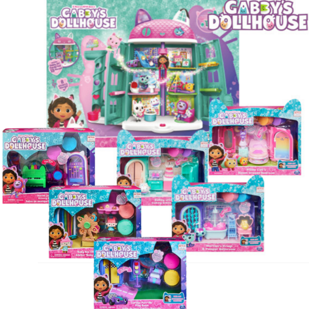 [FULL SET] Gabby's Dollhouse with 6 Extension Sets Dollhouse + Bakey ...