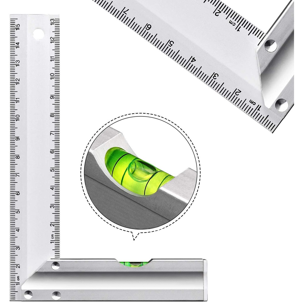 90 Degrees Angle Ruler Square Ruler Metric/Inch Aluminum Alloy With ...