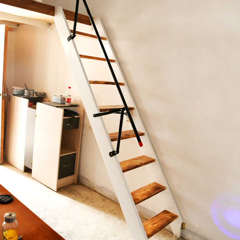 Solid wood folding stairs home simple wall-mounted loyft attic car ...