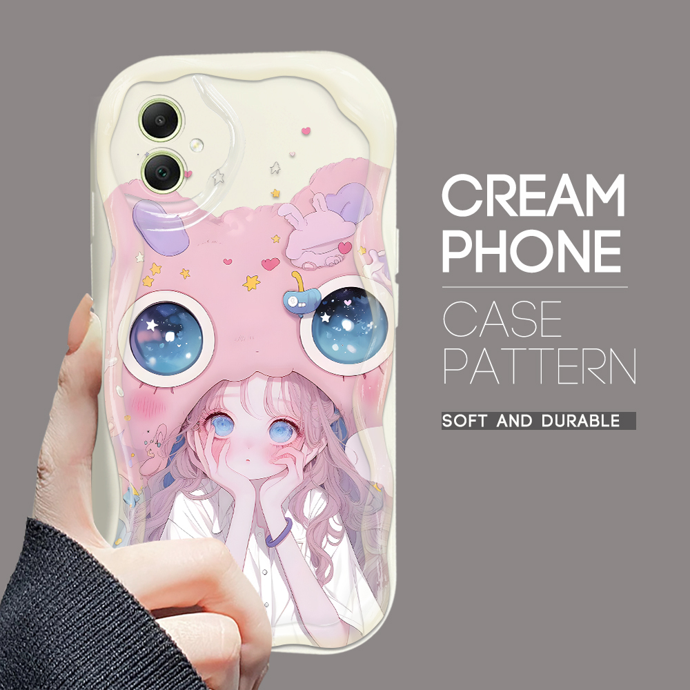 YYDS for Samsung A05 Back Cover Cartoon Girl Case Cream Texture Wavy ...