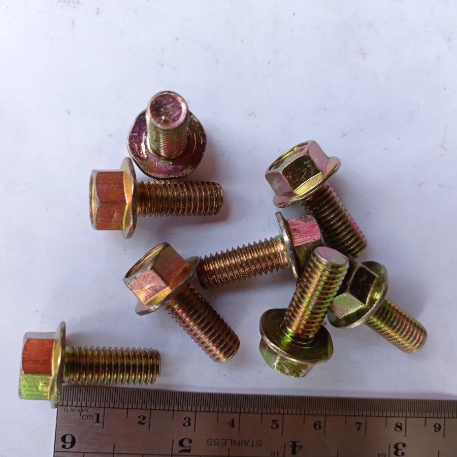 FLANGE BOLT M8 X 20 / BAUT TOPI M8 X 20 KUNING / FLANGE BOLT M8X20 KUNING / BAUT M8 / BAUT 12 ...