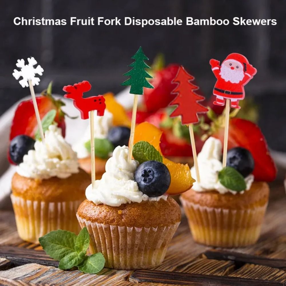 50/100Pcs New Disposable Christmas Toothpicks Snowman Santa Claus ...
