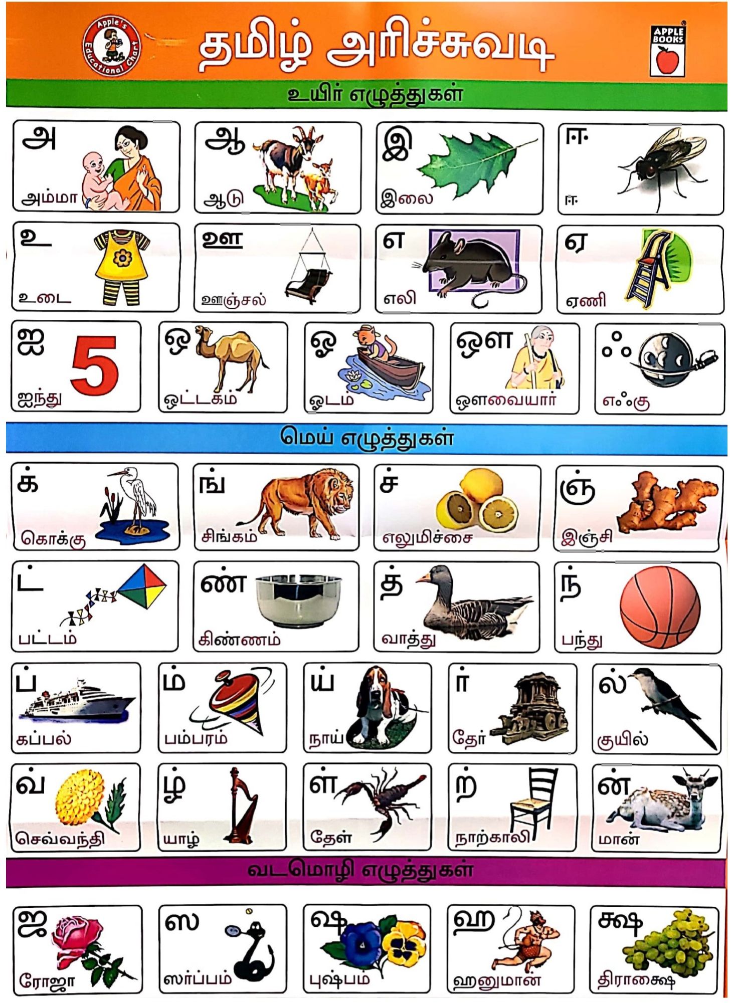 Tamil Alphabet Chart For Kids Tamil Letters Chart Letter