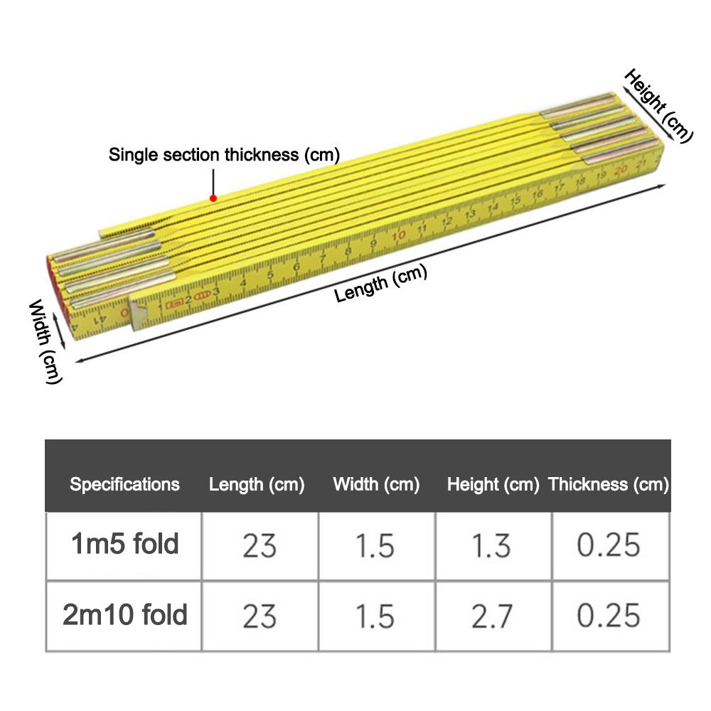 Lightweight Wooden Folding Ruler 2M Extended Plastic Ruler Metric Scale ...