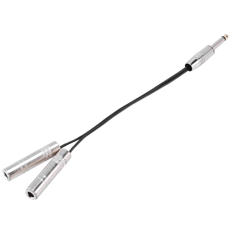 PRO 6.35mm 1/4 inch Stereo Jack Splitter Cable Adapter Lead Plug to 2 x ...