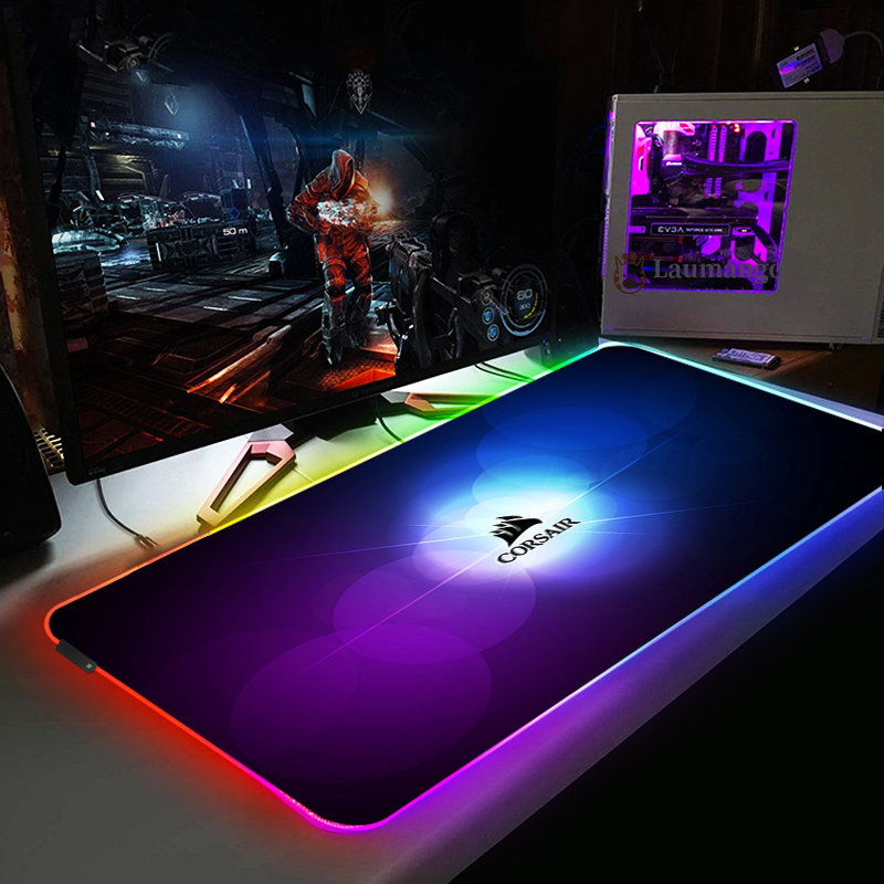 【New Arrivals】Corsair LOGO Mouse Pad RGB LED Arrive Backlight LED Lock ...