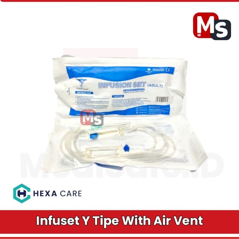 Selang Infuset Y Tipe + Air Vent Infusion Set Hexacare / Pcs | Lazada ...