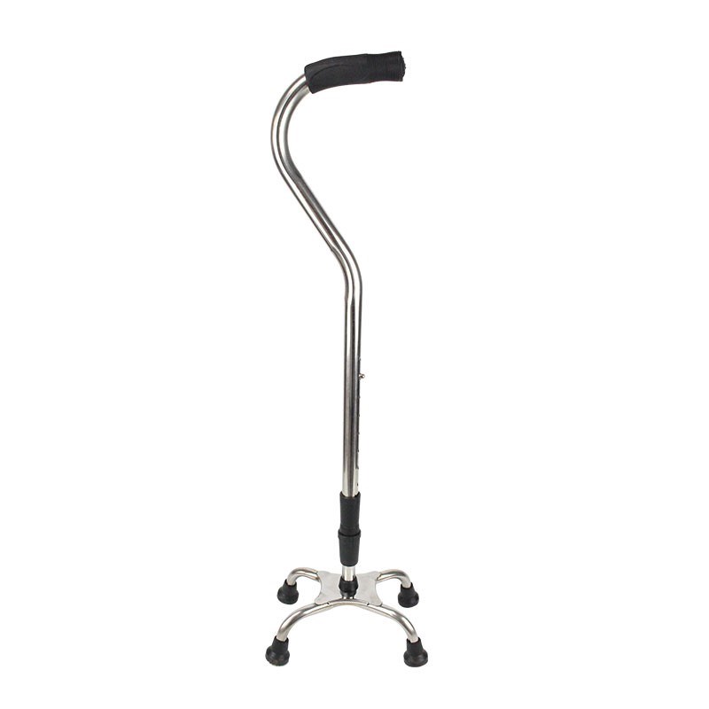 Adult Duty Tungkod Stainless steel Bent neck Four feet cane for Elders ...
