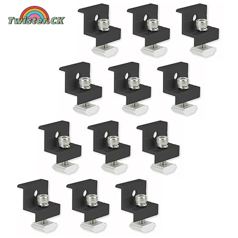 Twister.CK 12 Pieces Solar Panel Bracket End Clamp Kit 30mm/35mm Centre ...