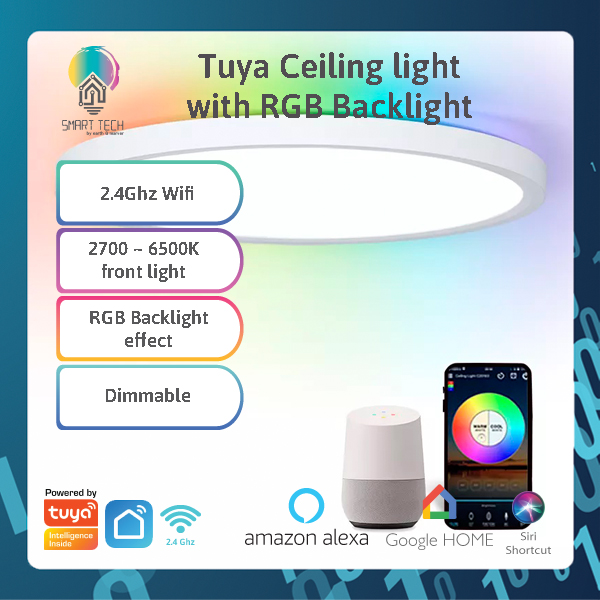 🇸🇬 Tuya Ceiling Light / Smart Tuya Wifi Ambient Control LED RGB / Warm ...
