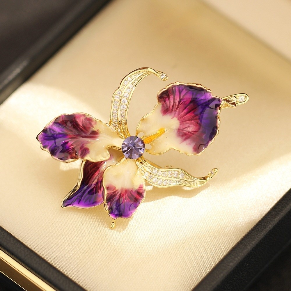Jewelry Iris Flower Brooch Sparkling Lapel Pin Elegant Badge Suit ...