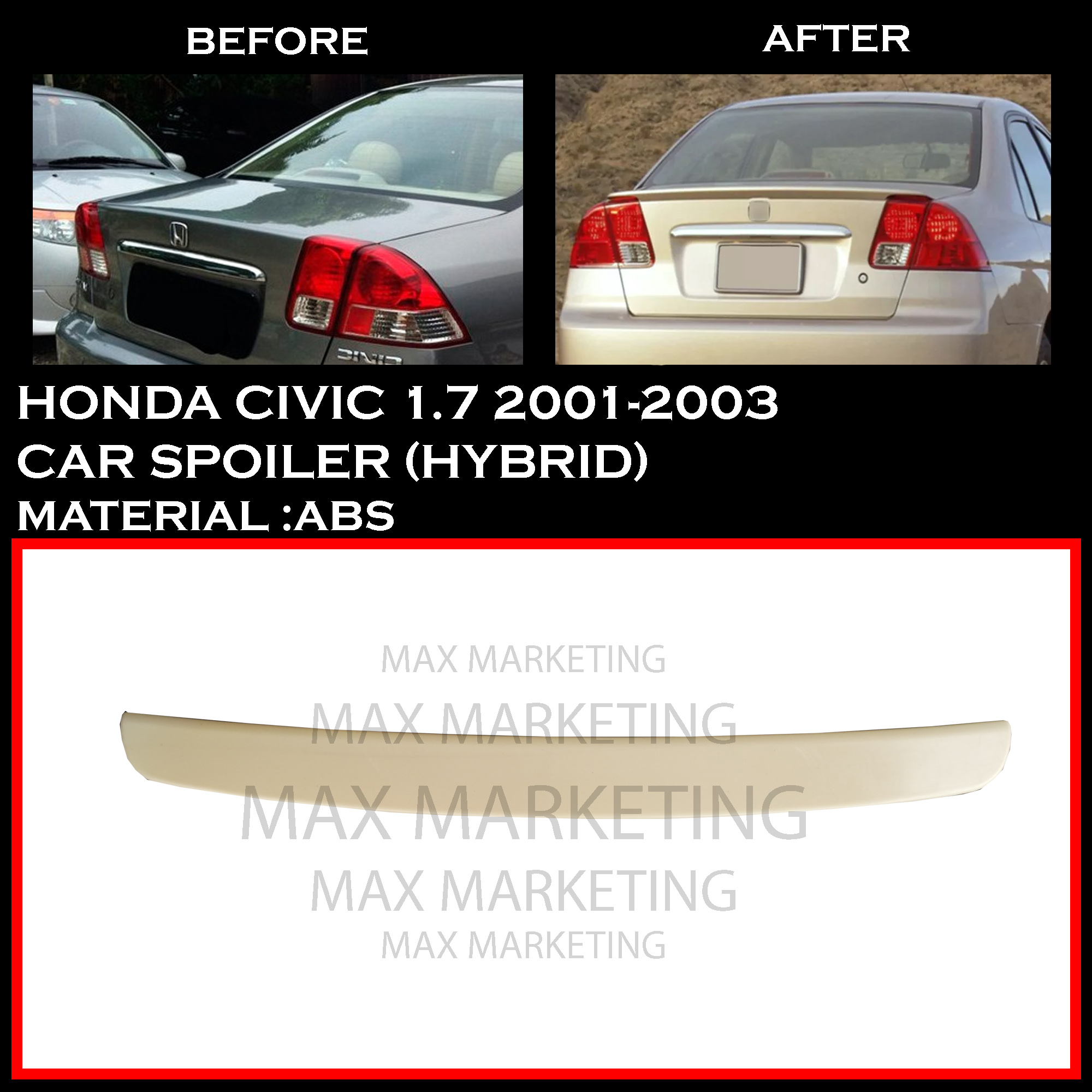 HONDA CIVIC ES 1.7 RX2 2001-2003 OE REAR TRUNK SPOILER LIP ABS SKIRT ...