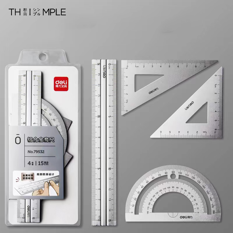 PENGGARIS ALUMUNIUM 1 SET 4 MODEL / PENGARIS/ RULER ALUMUNIUM GEOMETRY ...