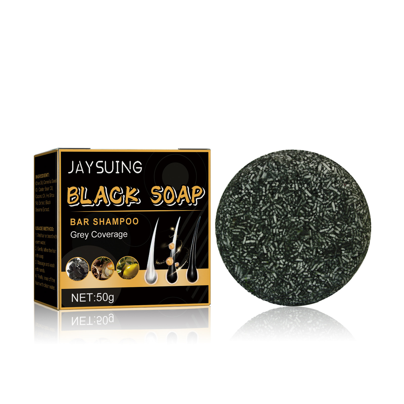 Jaysuing Black Hair Soap Black Thick Hair Care Cleansing Scalp Soft ...