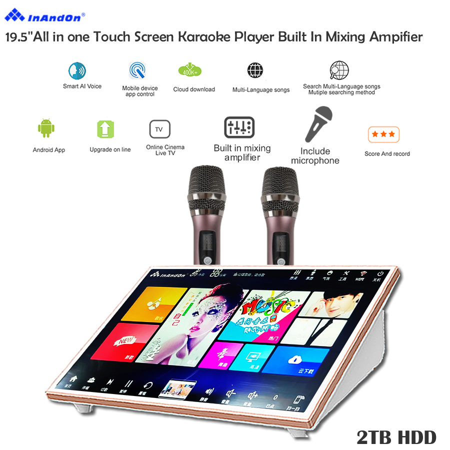 InAndon Karaoke Machine,19.5''Touch Screen Karaoke System,2TB HDD With ...