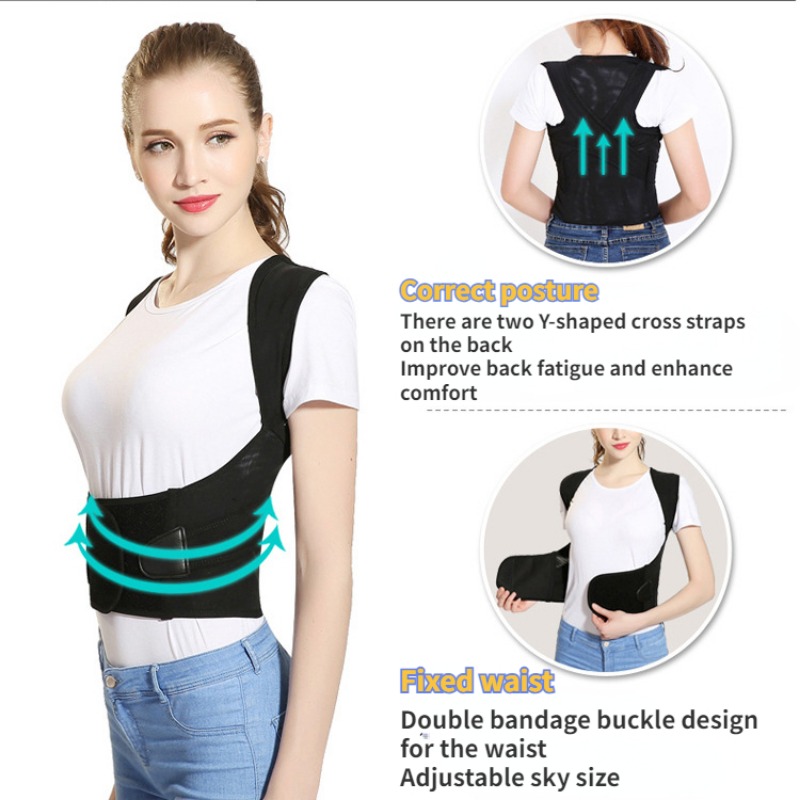 Adult Corset Back Posture Corrector Shoulder Lumbar Brace Spine Support ...