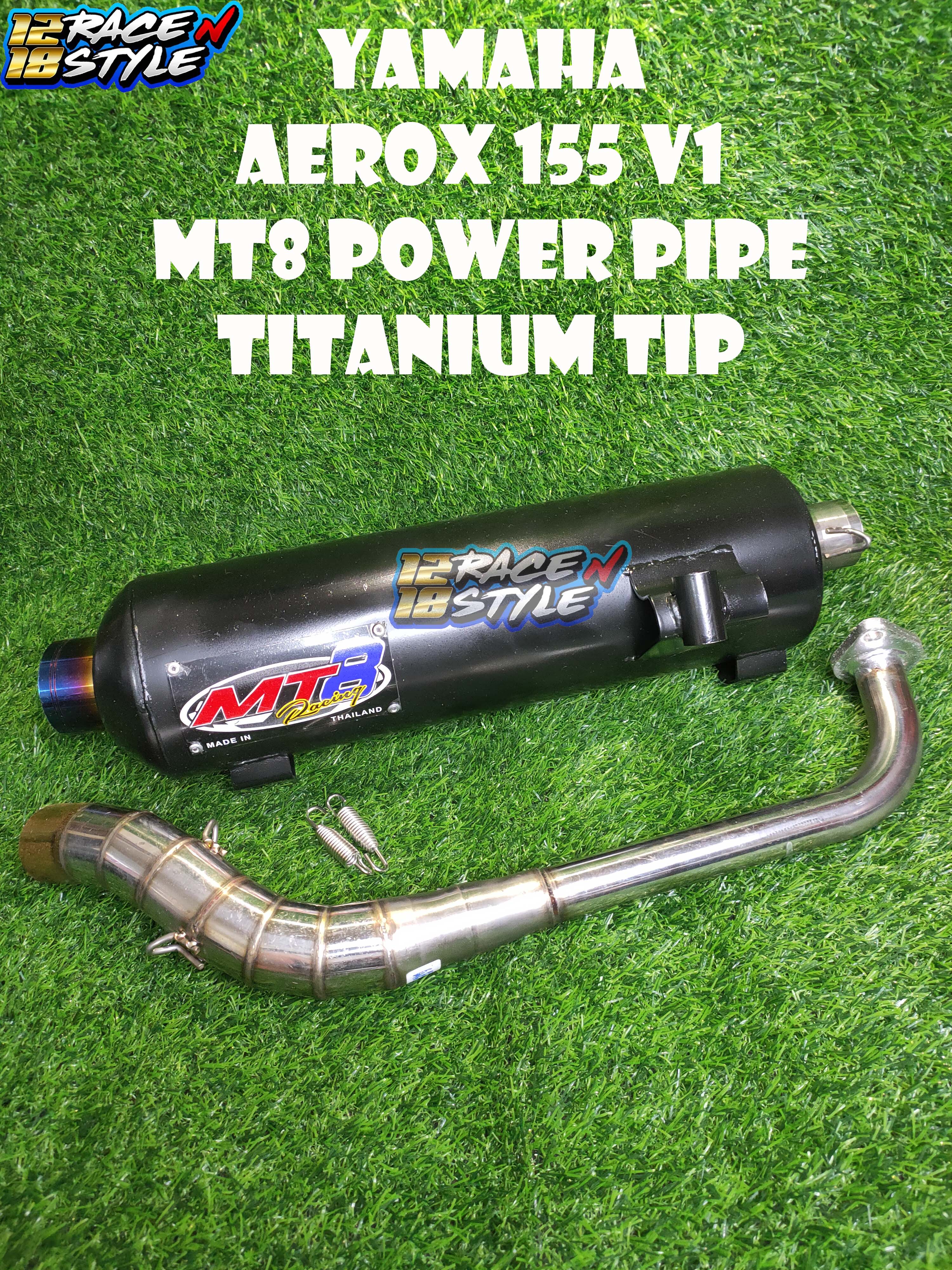 MT8 PIPE YAMAHA AEROX 155 V1 TITANIUM TIP POWER PIPE ORIG THAILAND ...