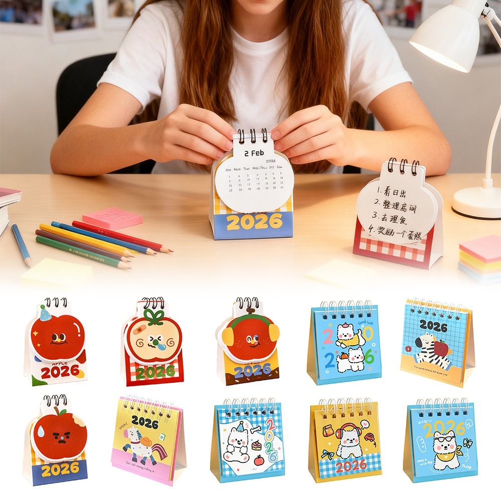 Simple Mini 2026 Desk Calendar Fruit Shape Cartoon Desktop Calendar ...