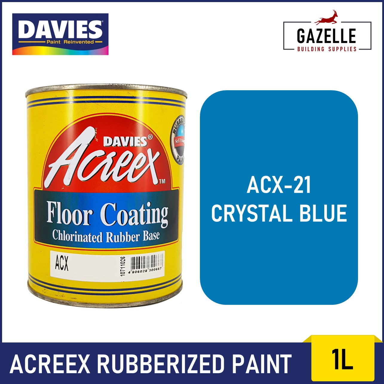 Davies Acreex Rubberized Floor Paint Crystal Blue - 1L | Lazada PH