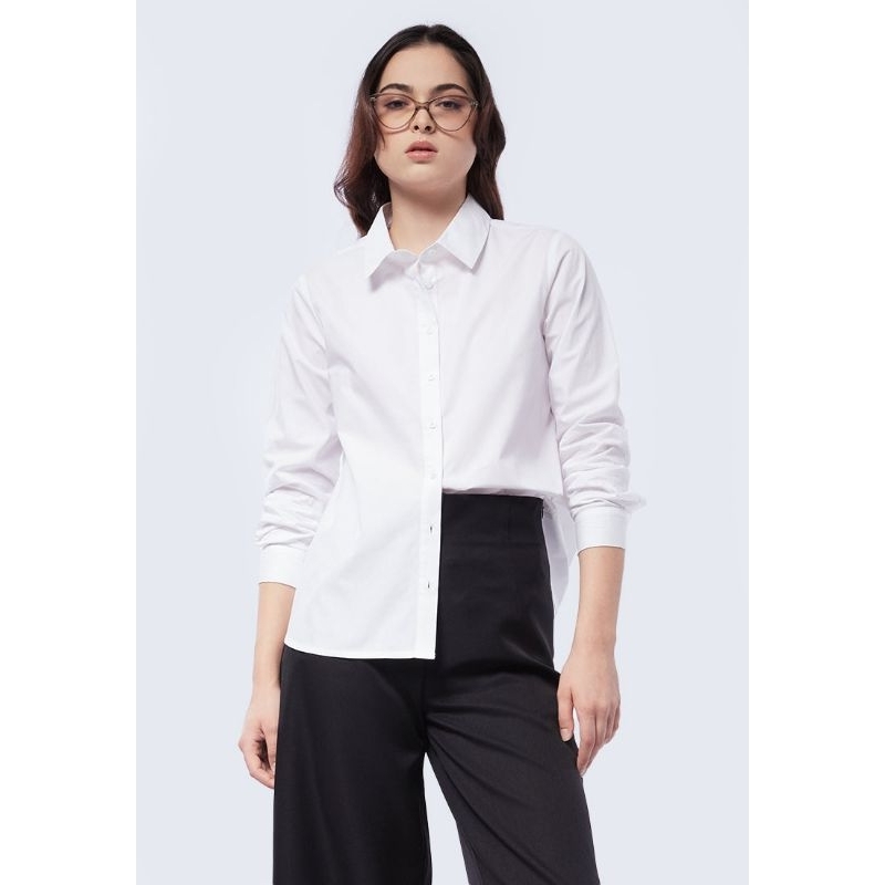 EXECUTIVE KEMEJA WANITA LENGAN PANJANG KATUN HITAM PUTIH | Lazada Indonesia