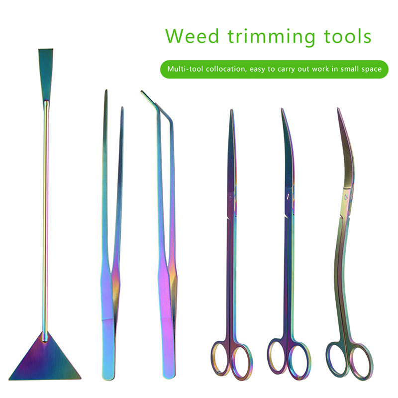 Aquarium Scissor Tweezer Tools Colorful Water Grass Fish Tank Plants ...