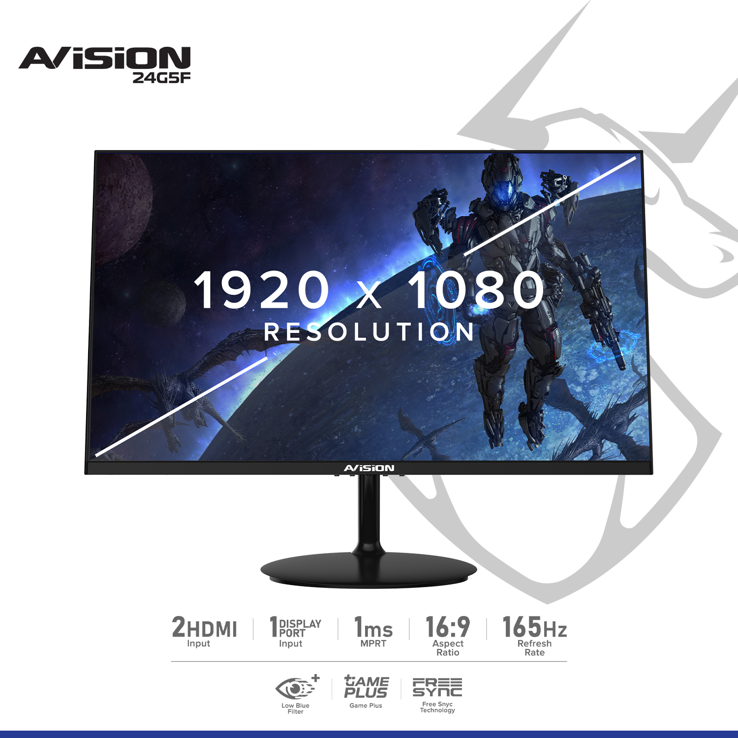 Avision 24inch 165Hz 1920x1080 16:9 (MPRT 1ms) Full HD Gaming Monitor ...
