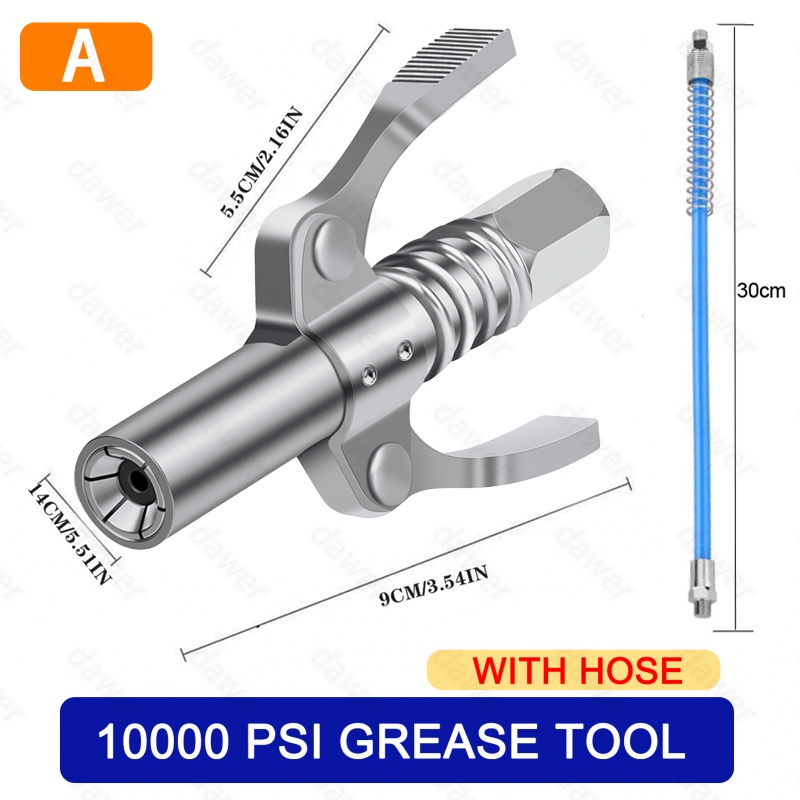 2pcs Grease gun Coupler Nozzle Injector Hose kit 10000psi Double Handle ...