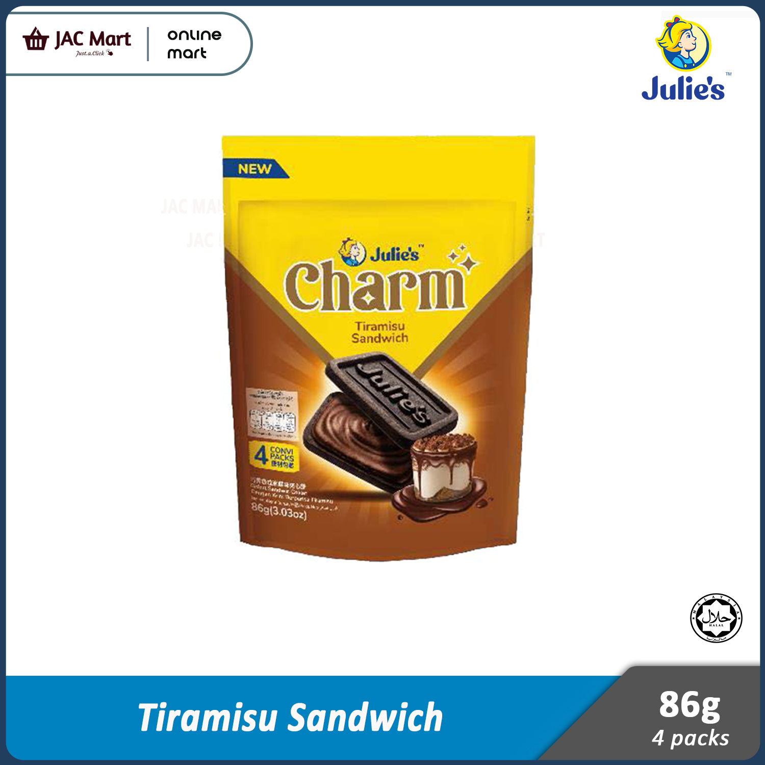 JULIE'S Charm Tiramisu / Double Chocolate Sandwich | 86G | Lazada