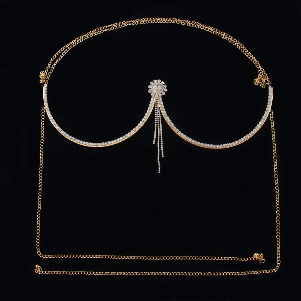 Heart Chest Support Body Chain Flower Bra Chest Chain Tassel Jewelry ...