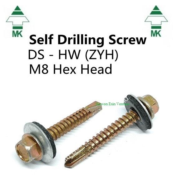 MK Self Drilling Screw skru besi DS-HW Hexagon Head with Bonded Washer ...