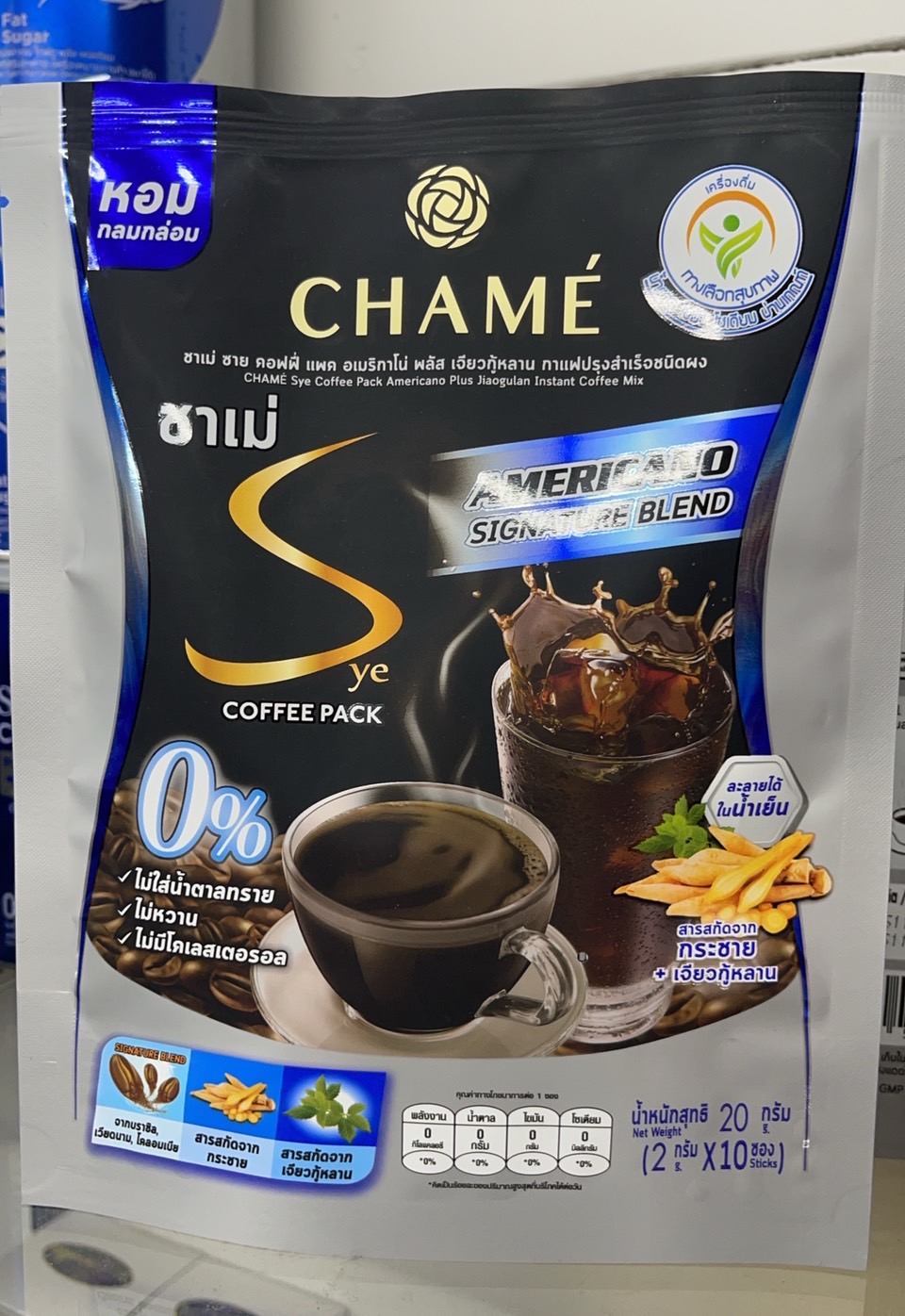 CHAME Sye Coffee Pack Americano Plus Jiaogulan กาแฟดำ ทางเลือกเพื่อ ...