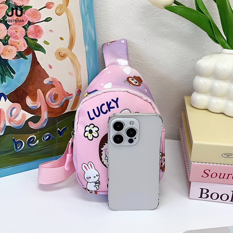 Just Star Cartoon Labubu Kids Bags Cute Nylon Boys Girls Crossbody Bags ...