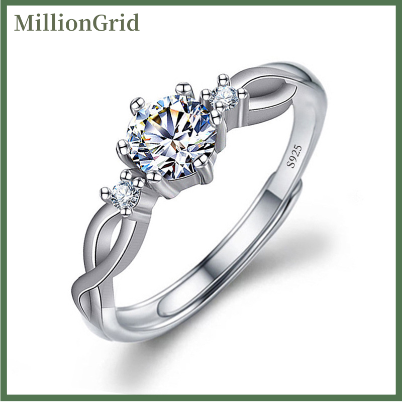MillionGrid Moissanite Engagement Finger Rings Inlaid Diamond Open Ring ...