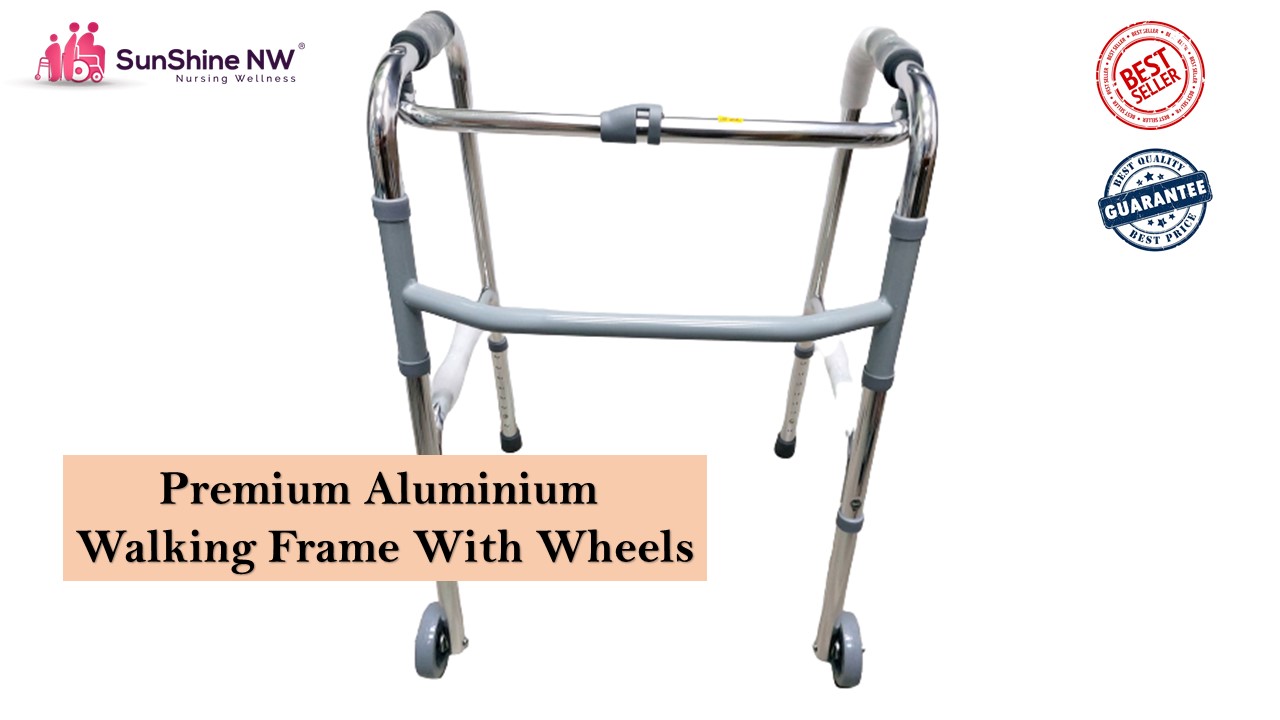 Premium Aluminum Walking Frame With Two Front Wheels Height Adjustable ...