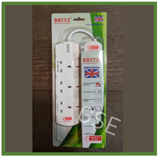 3 Way 3 Meter Multi Power Extension Socket Cord Plug with Surge ...