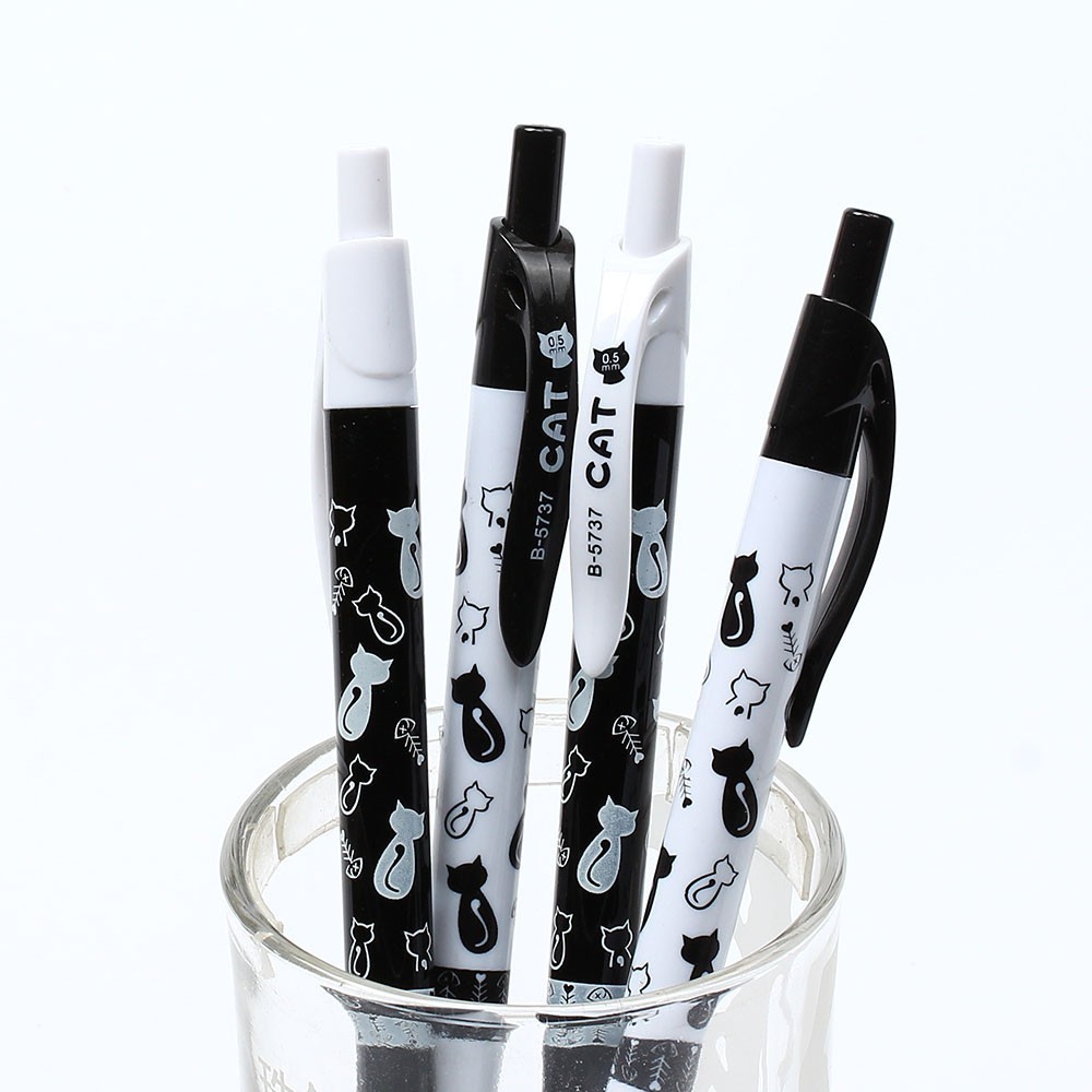 【SmartHorizon】4 PC Cute Black White Ballpoint Pen Kawaii 0.5mm Blue For ...