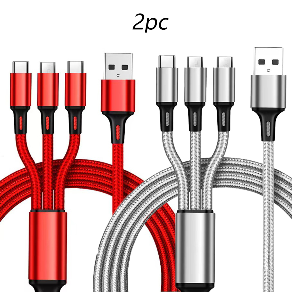 2 Pack 3 In 1 Charging Cable Cord Multi Fast Charging Cable, Short ...
