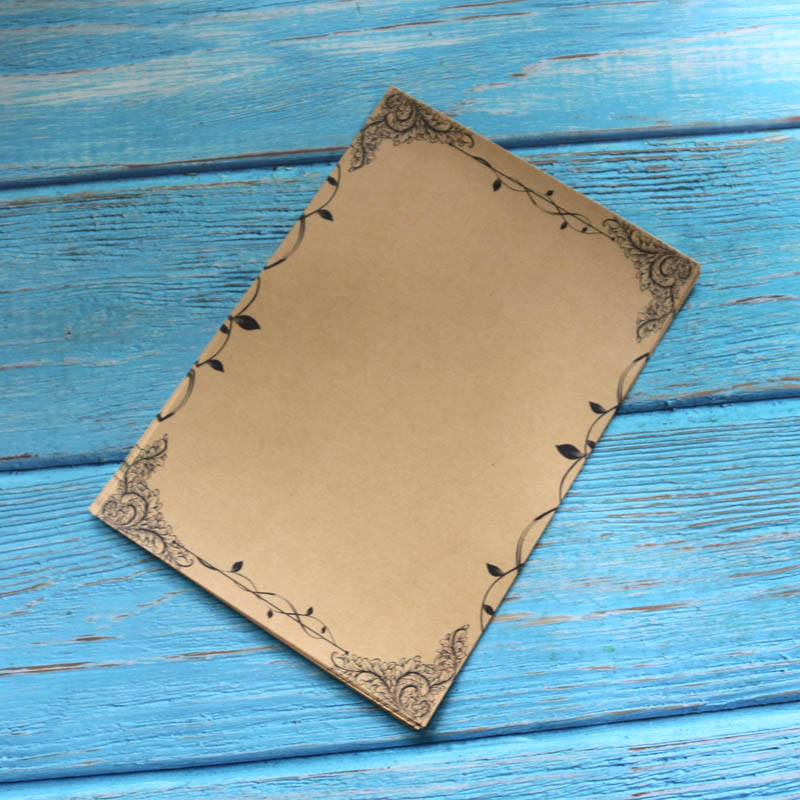 【Hottest Trends】Kraft Brown Letter Paper 16sheets Vintage Flower Design ...