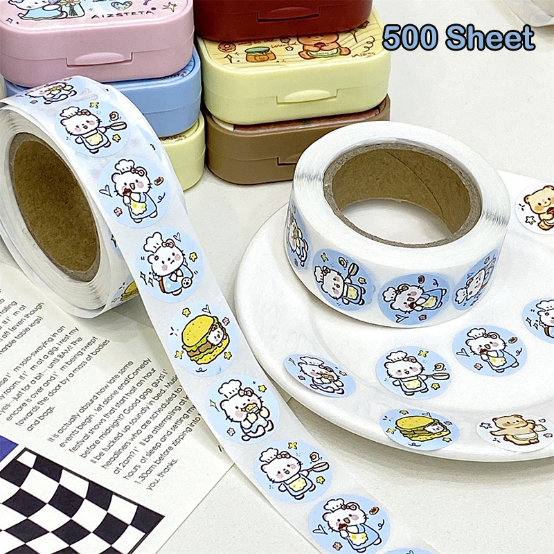 500Pcs/roll Cute Round Seal Stickers Rolls Stickers Graffiti Luggage ...