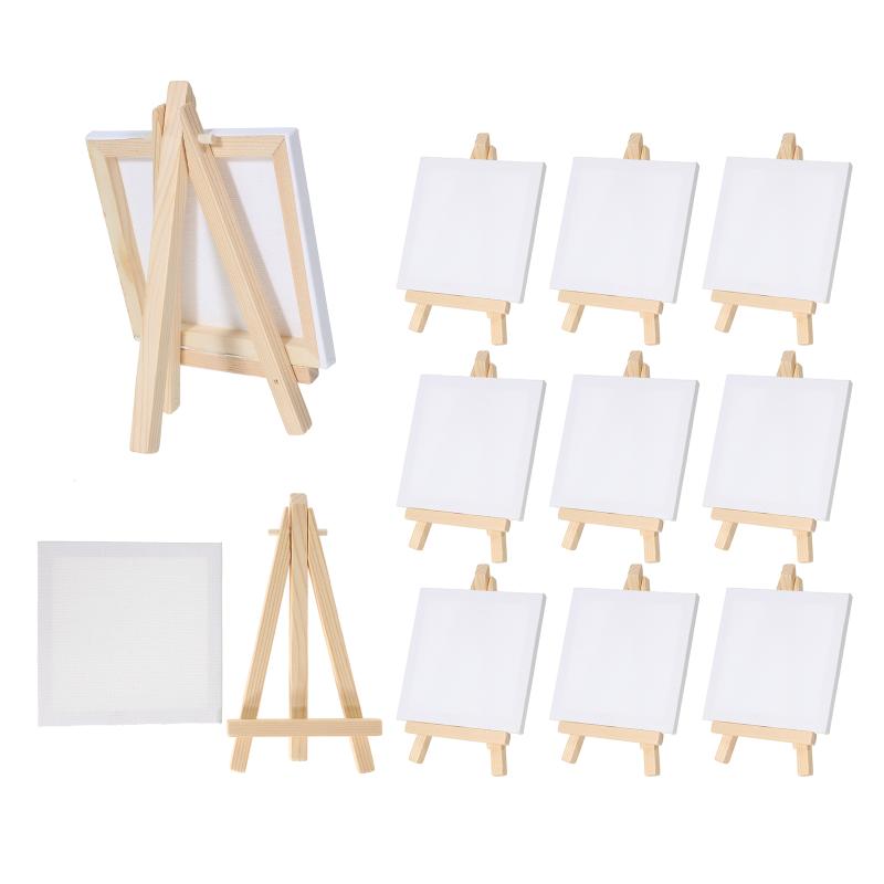 12pcs Artists 5 inch Mini Easel +3 inch x3 inch Mini Canvas Set ...