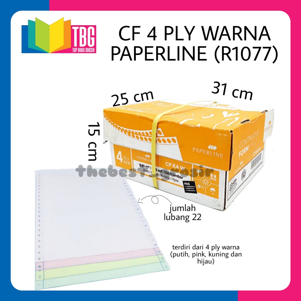 1 BOX CF 4 PLY WARNA PAPERLINE / CONTINUOUS FORM / KERTAS KASIR ...
