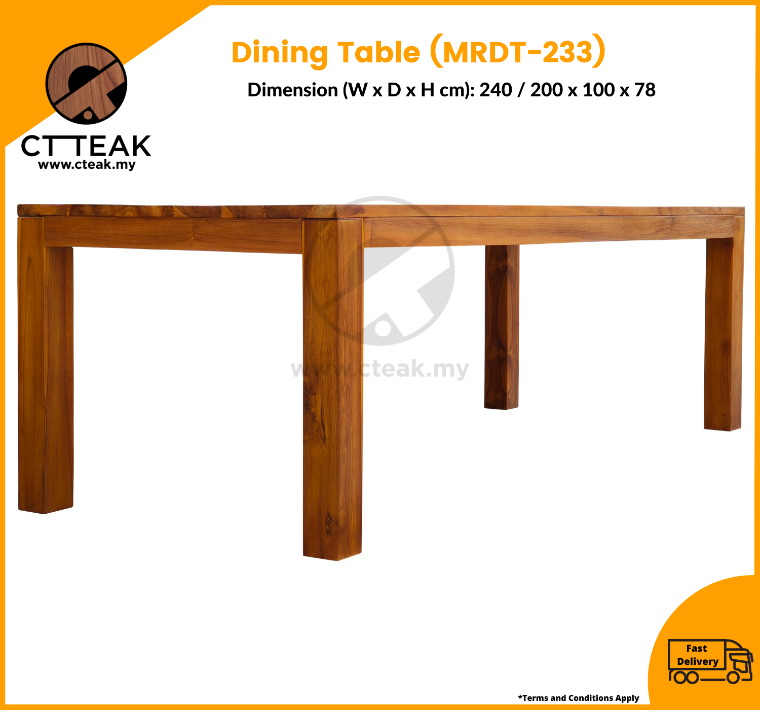 CT Teak Furniture Jati / Teak Wood Dining Table (MRDT-233) | Lazada