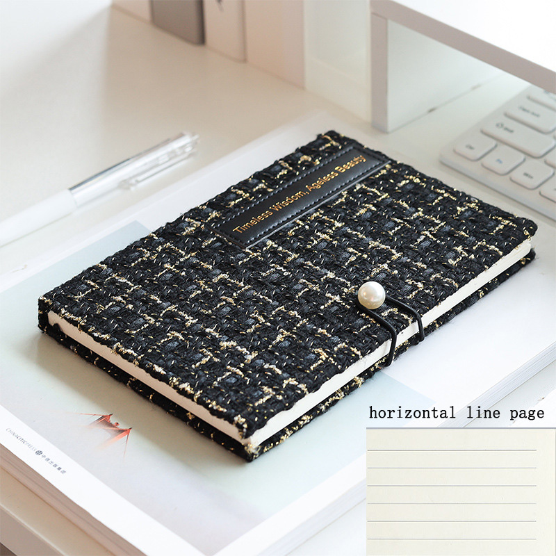 Fabric Cover Beautiful Notebook Classic Black and White B6 Girl Diary ...