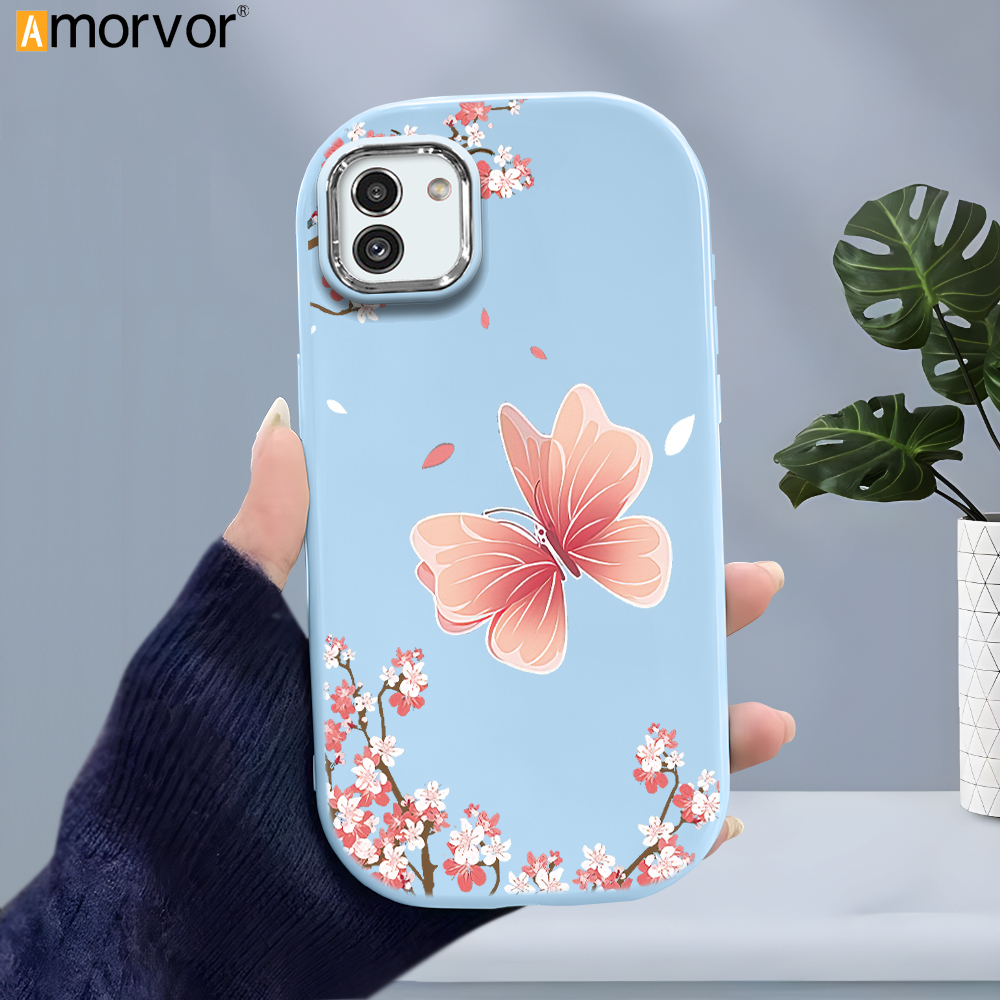 AMORVOR Case for Samsung A03 Cute Beautiful Pink Butterfly Back Cover ...