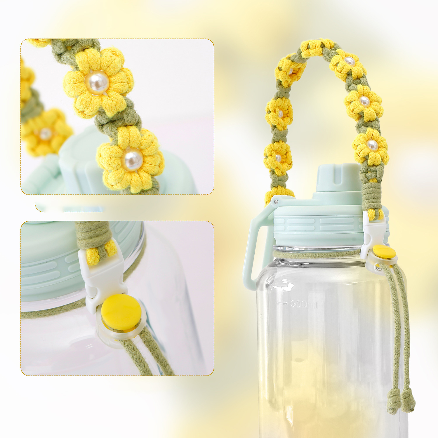 Cotton Rope Bottle Strap Multi-Functional Water Bottle Strap Adjustable ...