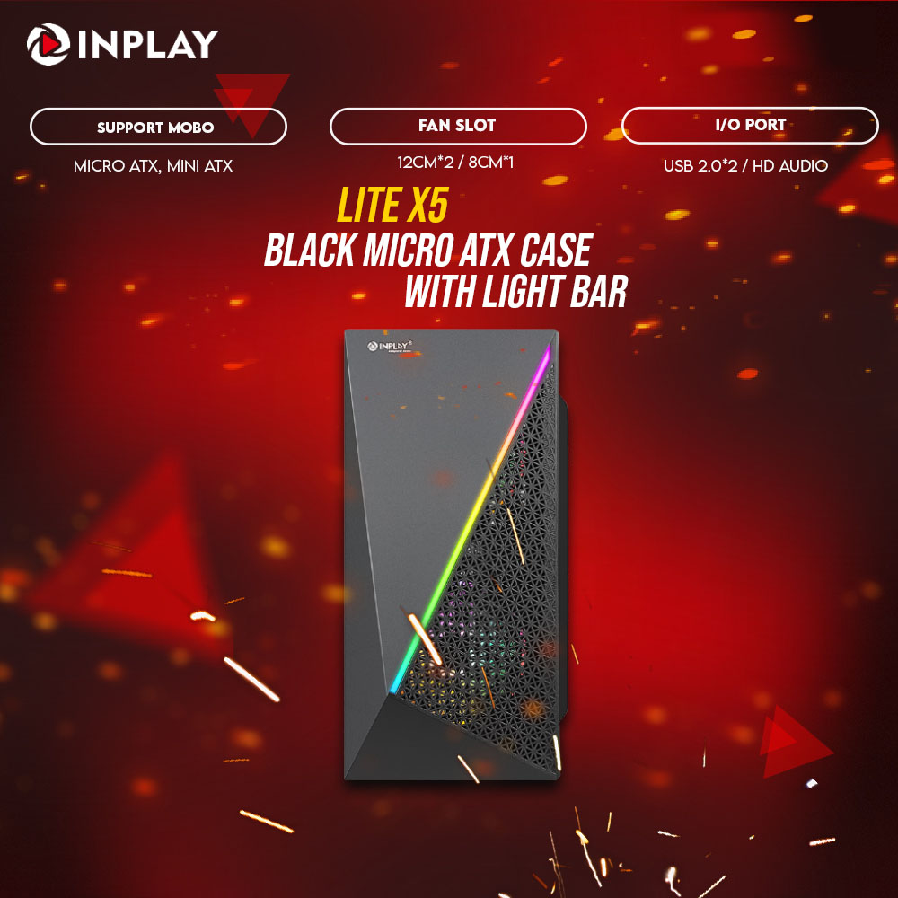 Inplay Lite X5 | Black | Black Micro ATX Case with Light Bar | Inplay ...