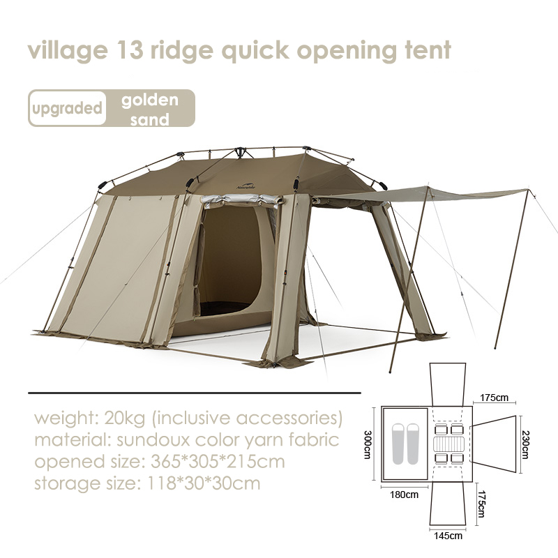 Naturehike Village 13 Series Automatic Quick Opening Family Ridge Tent ...