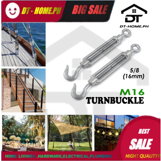 GI TURN BUCKLE 5/8" ( M16 ) HOOK AND EYE TURNBUCKLE | Lazada PH