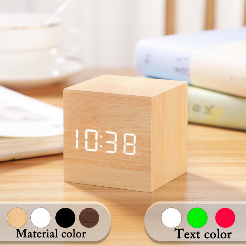 【Special offer】【Special offer】LED Wooden Alarm Clock Watch Table Voice ...