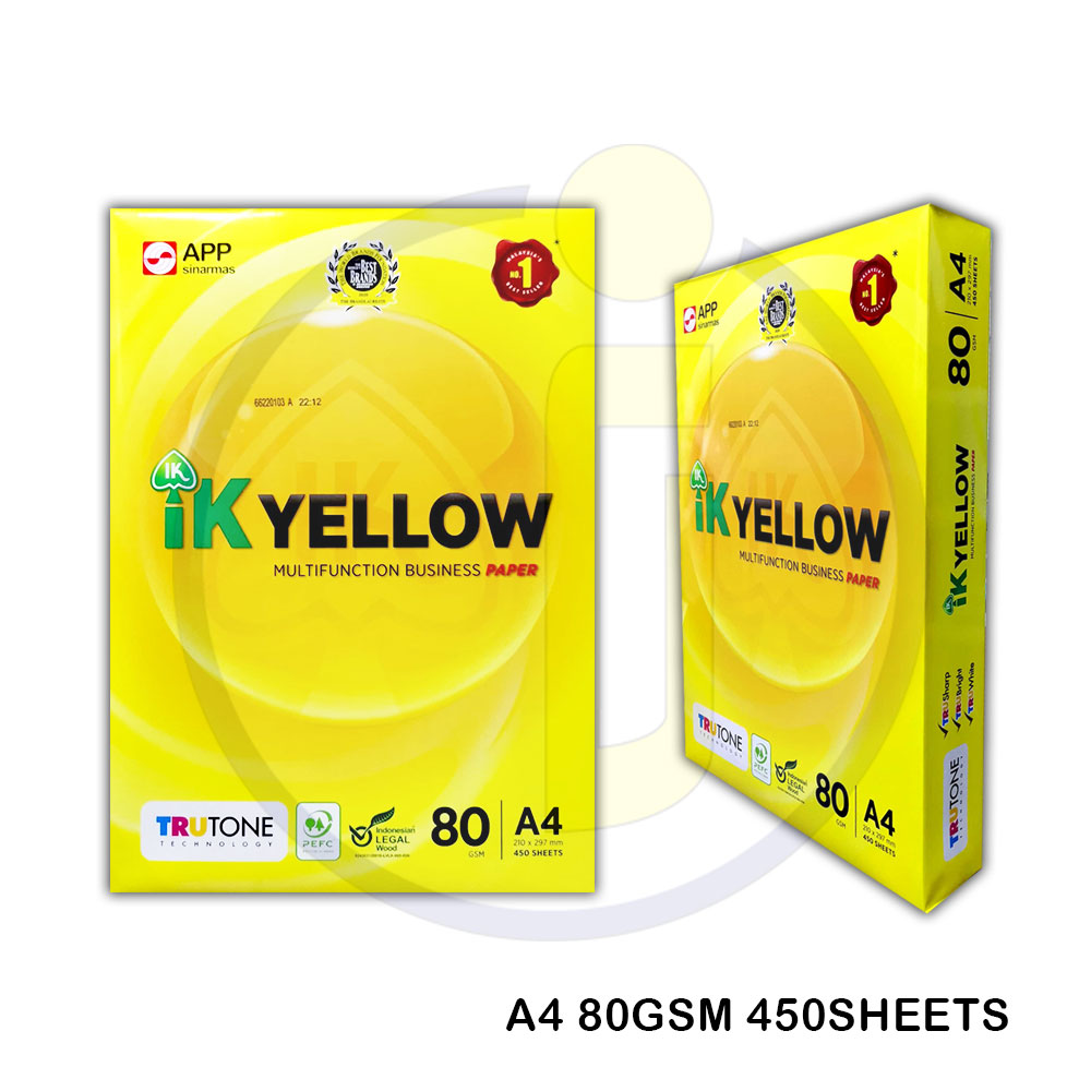 [Intelligent] IK Yellow A4 Paper 70/80GSM 450/500Sheets (Photocopy ...